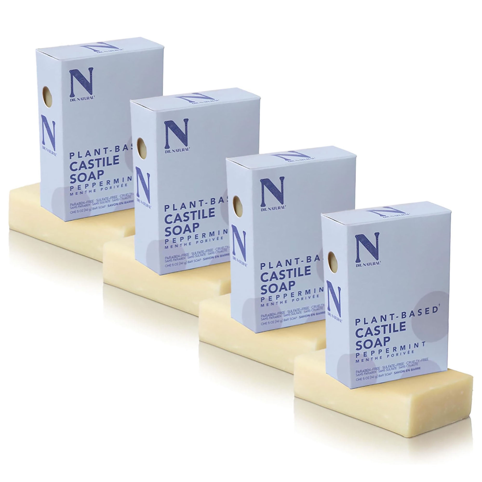 Dr. Natural Castile Bar Soap, Soap Bars, Peppermint, 5 oz, 4 pk ...