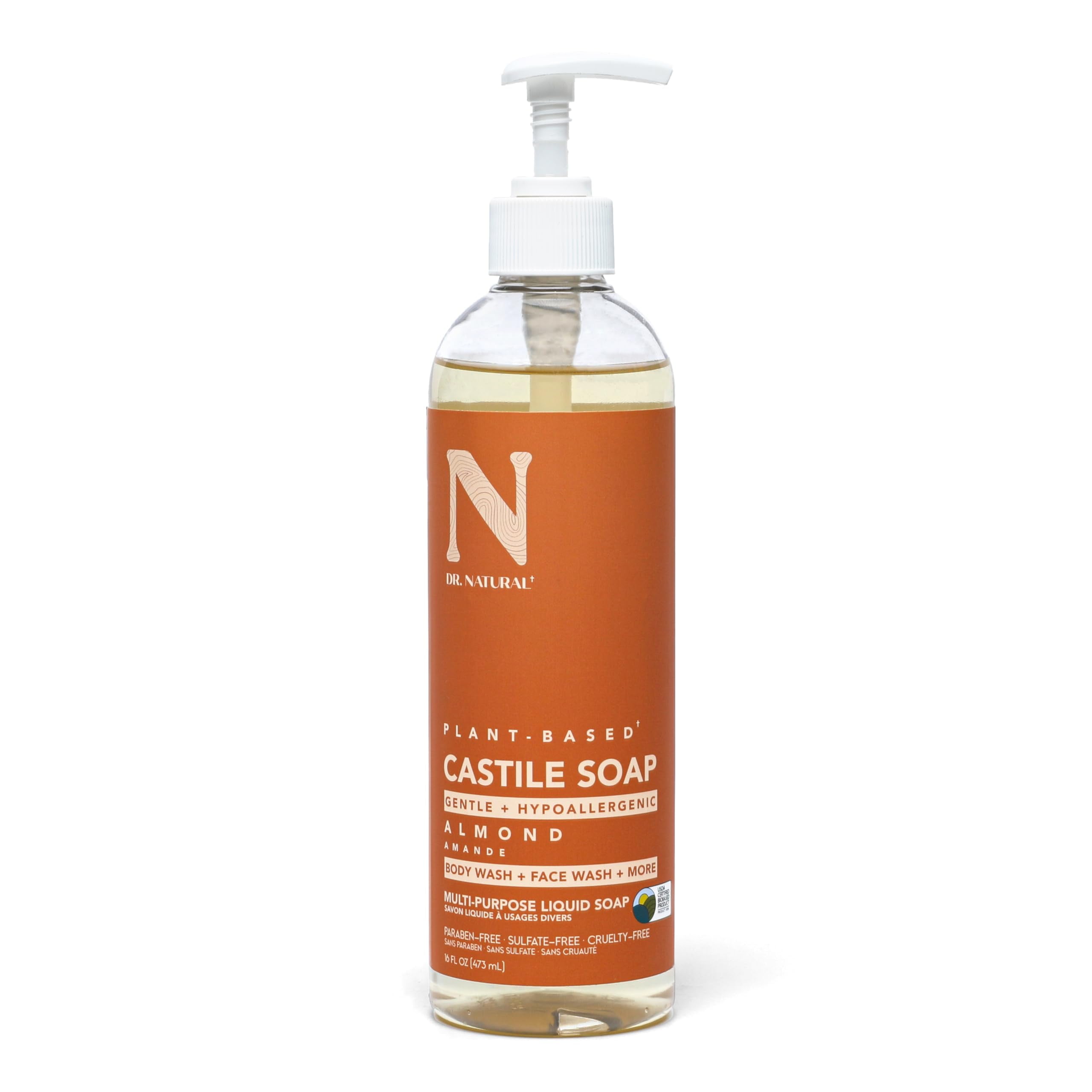 Dr. Natural Castile Liquid IRF13 Soap - Multi-Use Body Wash, Shampoo ...