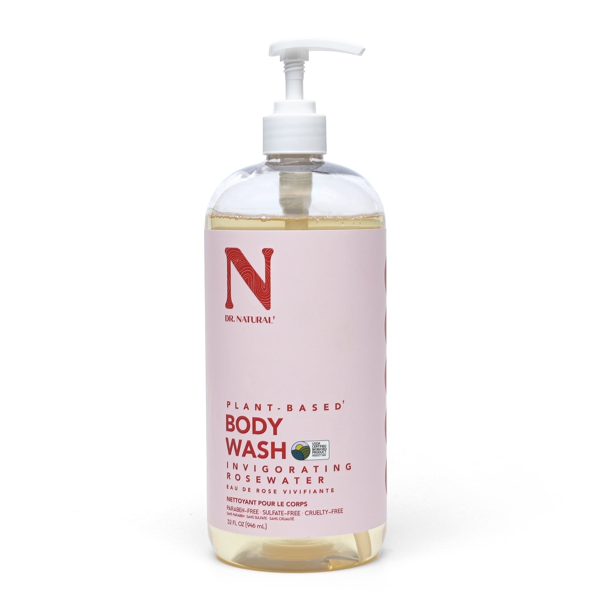 Dr. Natural Invigorating Body Wash, Shower Gel Body Wash, Rosewater, 32 ...