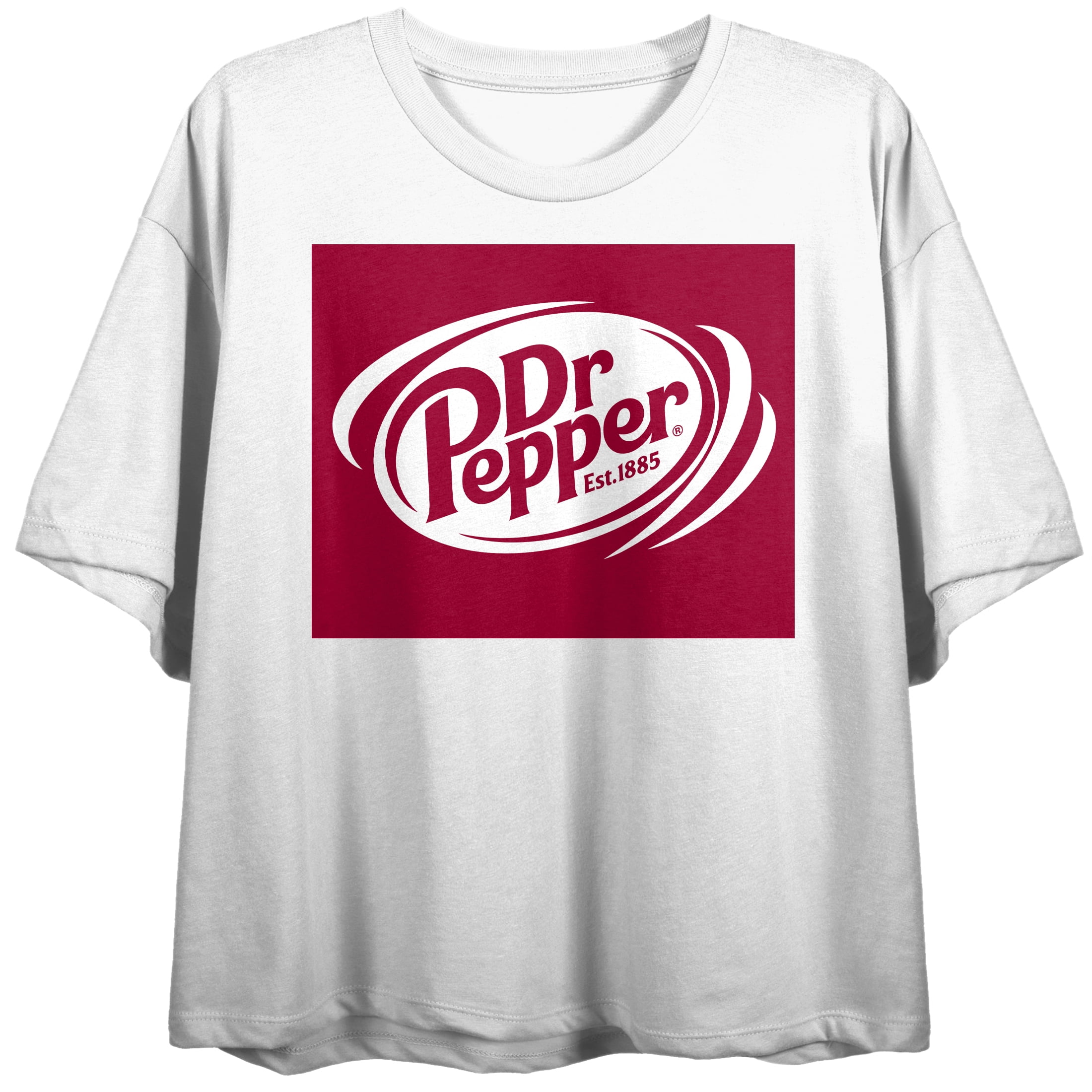 Dr Pepper Box Logo Women's White Crew Neck Short Sleeve Crop Top-Medium ...