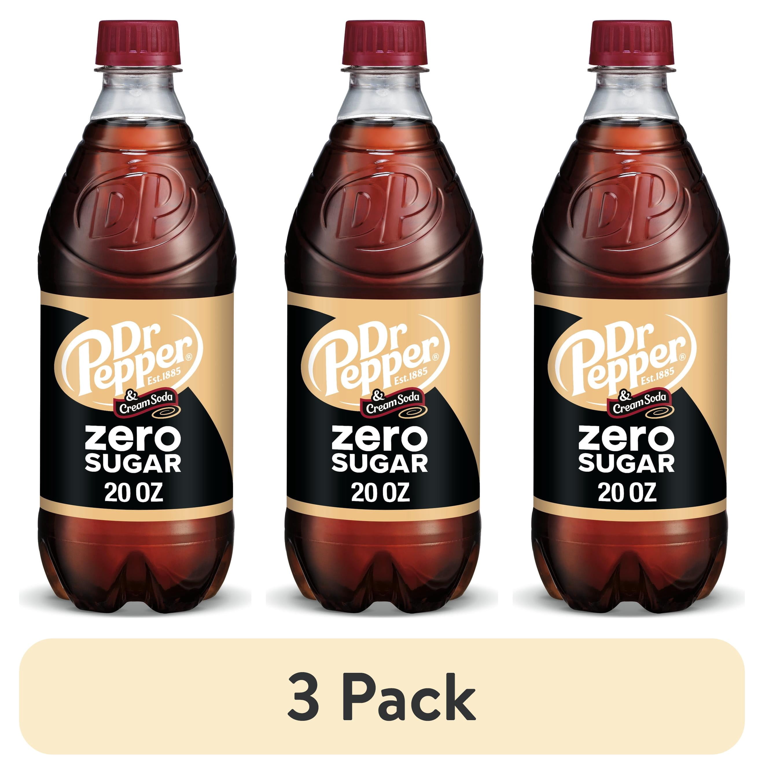 (3 pack) Dr Pepper & Cream Zero Sugar Soda Pop, 20 fl oz, Bottle ...