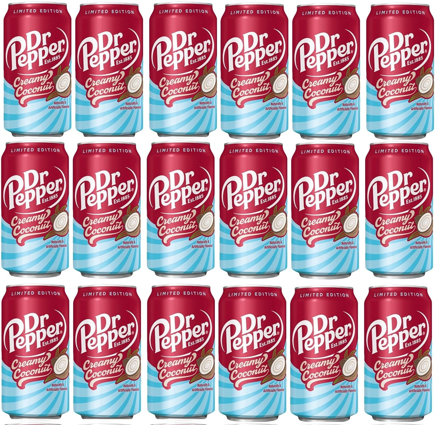 Dr Pepper Creamy Coconut Soda, 12 Fl Oz (18 Pack) - Limited Edition ...