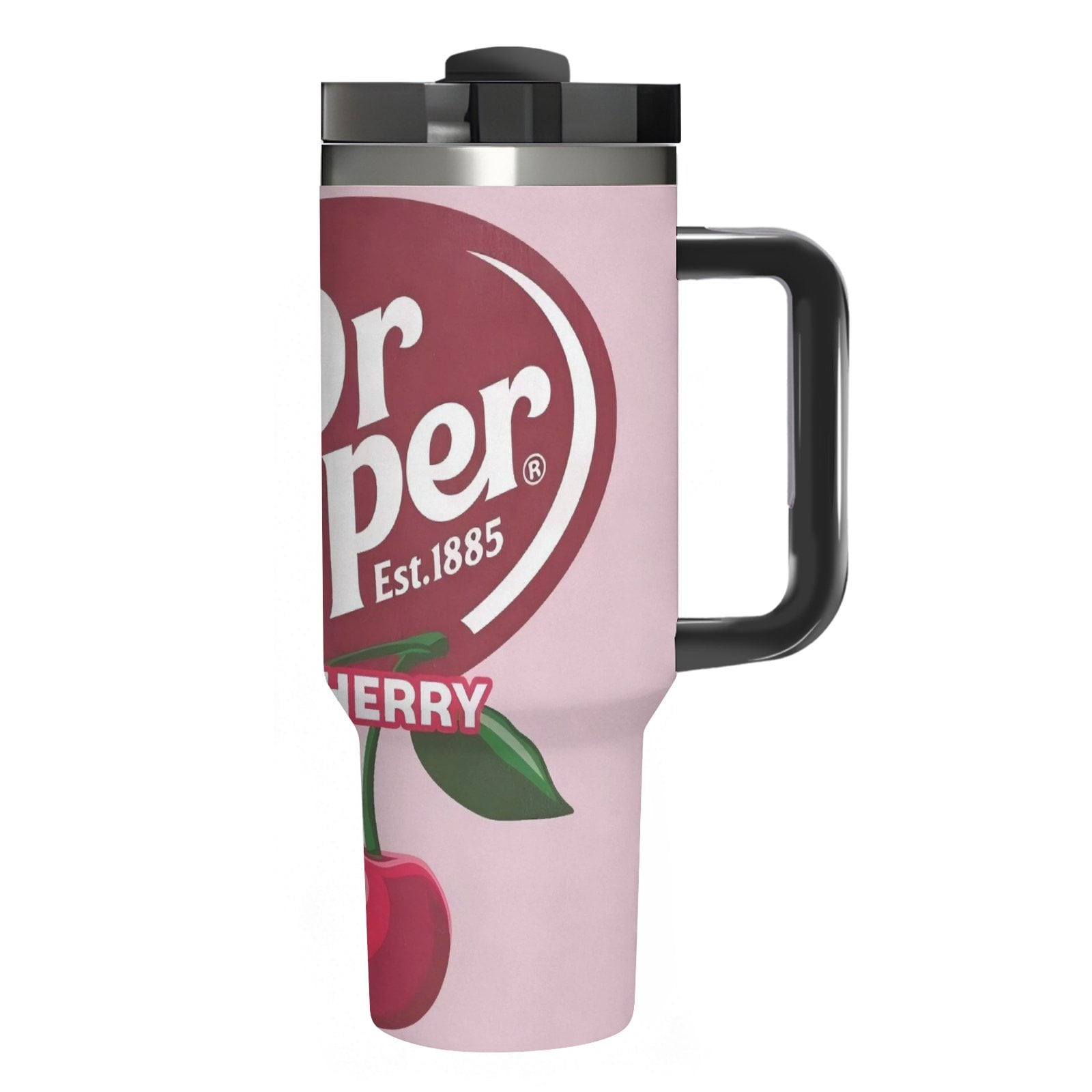 Dr.Pepper Cute car mug travel mug with handle and transparent straw ...