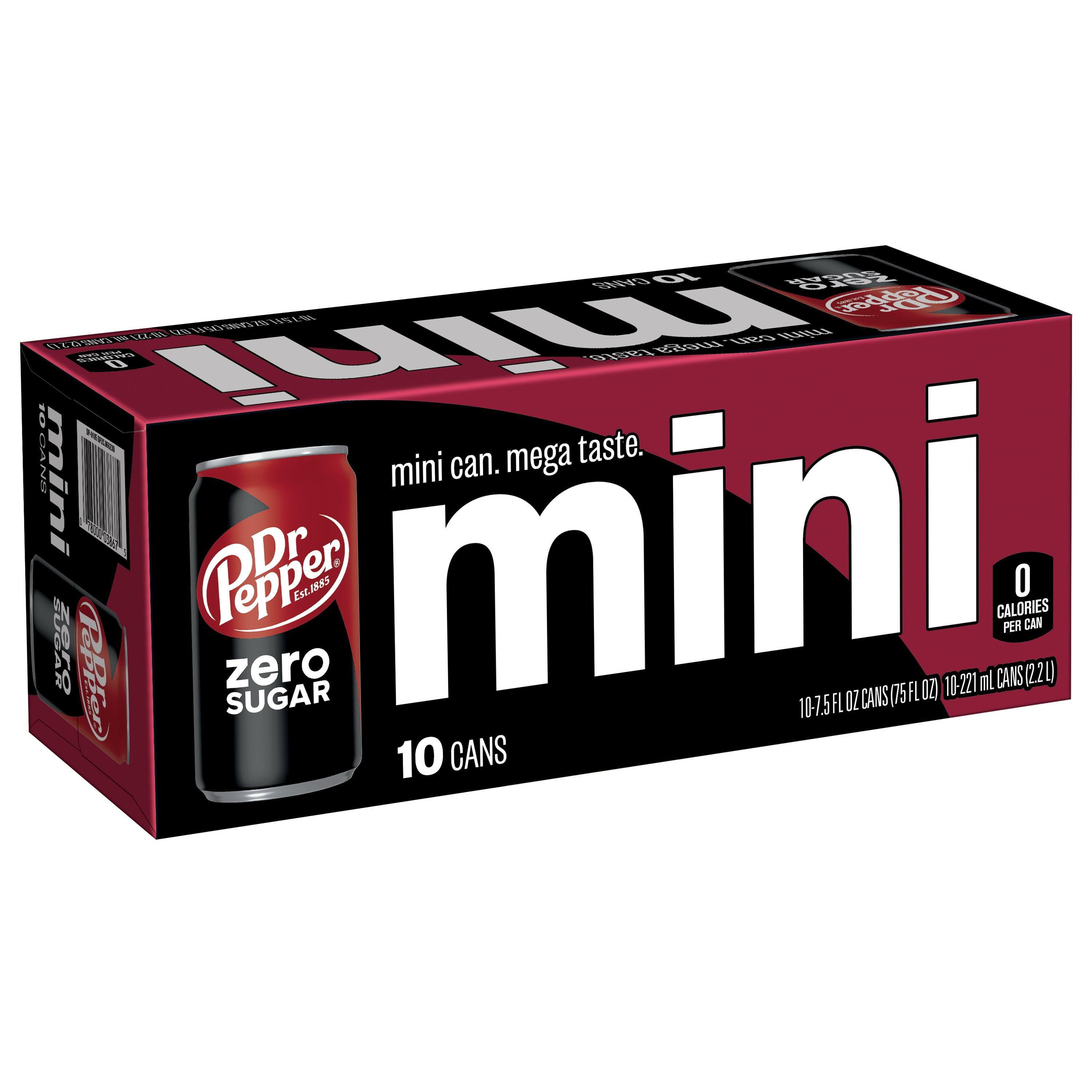 Dr Pepper Dr Pepper Zero 10 pk Mini Cans - 7.5 oz- Pack of 2 - Walmart.com