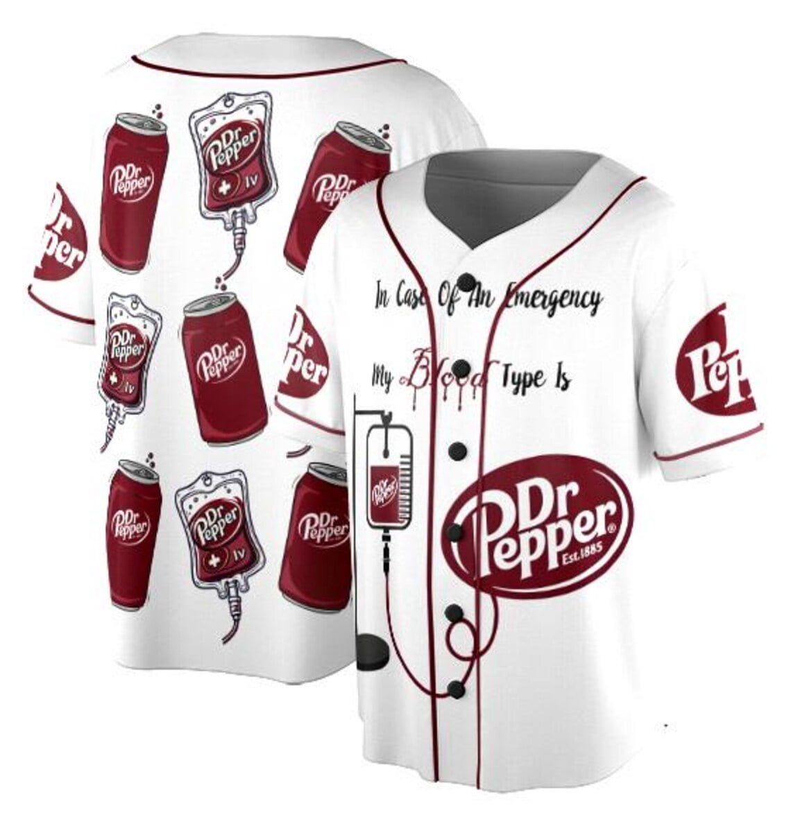 Dr Pepper Est 1885 Baseball Jersey Shirt, Gift for Dr Pepper Soda Lover ...