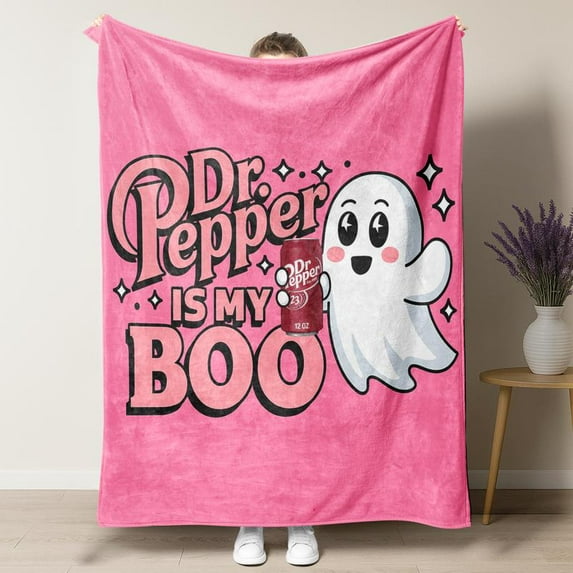 Dr Pepper Flannel Blanket - Soft Warm Machine Washable, Cute Ghost ...
