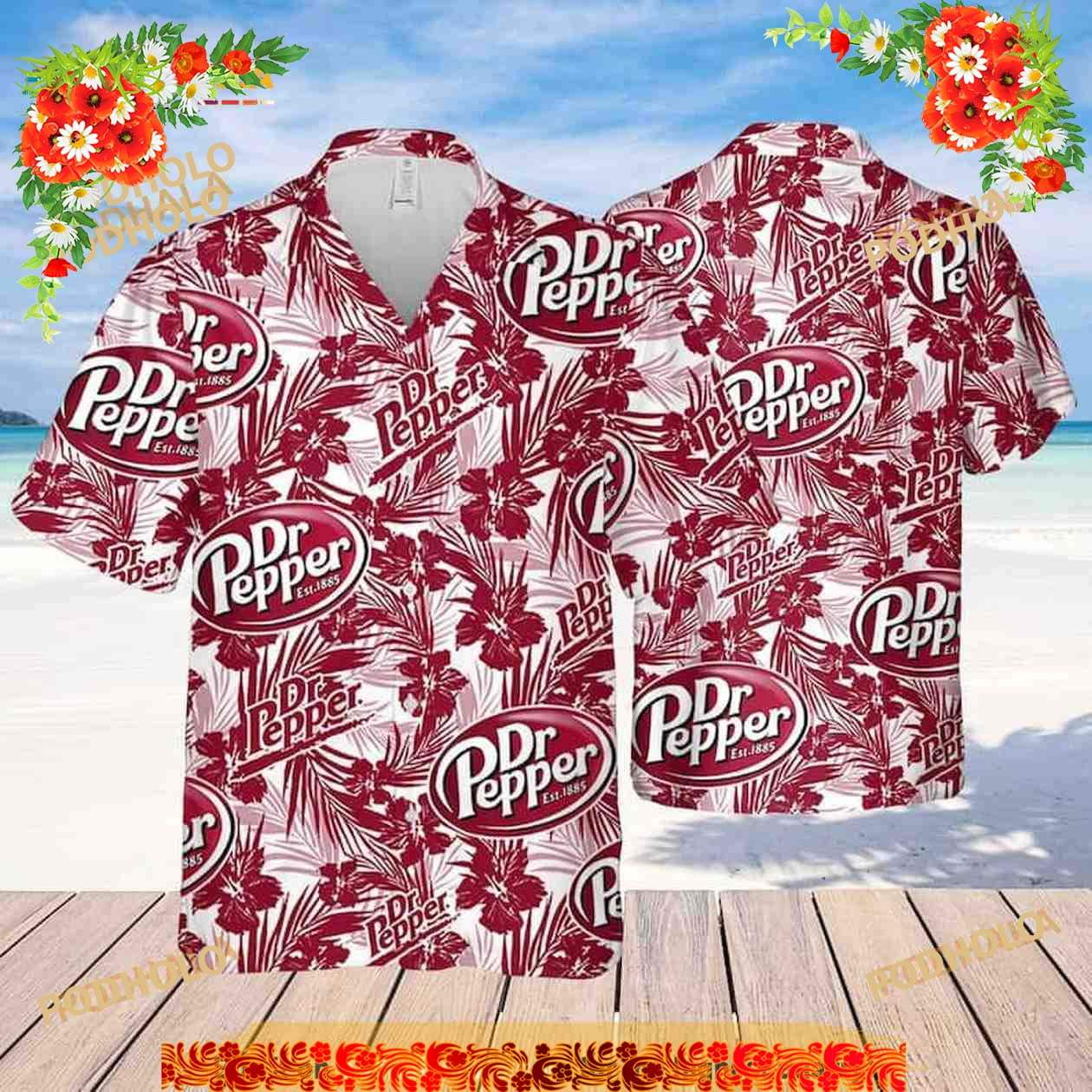 Dr.Pepper Funny Hawaiian Shirt, Tropical Flower Pattern Beach Gift For ...