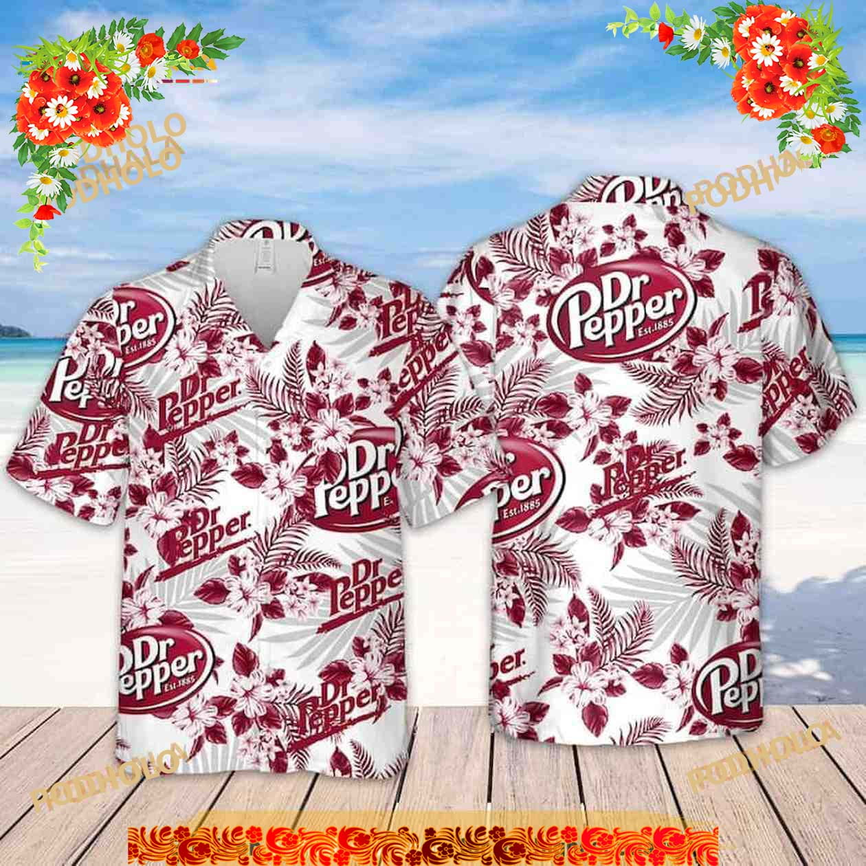 Dr.Pepper Funny Hawaiian Shirt, Tropical Flower Pattern Beach Lovers ...