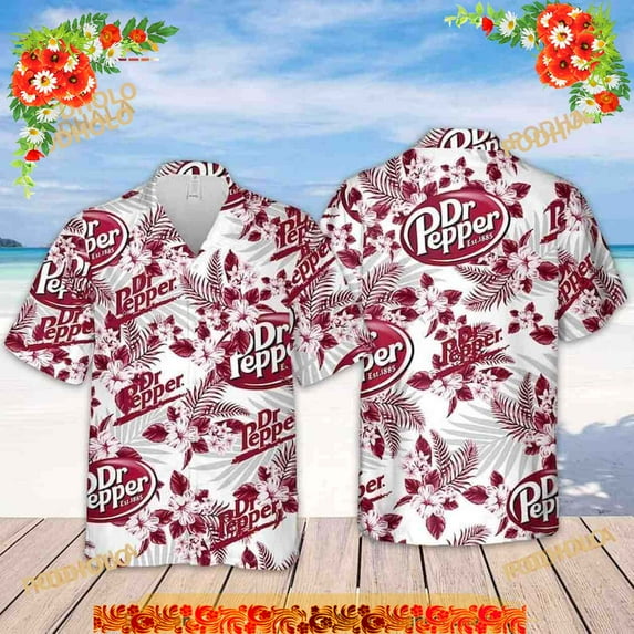 Dr.Pepper Funny Hawaiian Shirt, Tropical Flower Pattern Beach Lovers ...