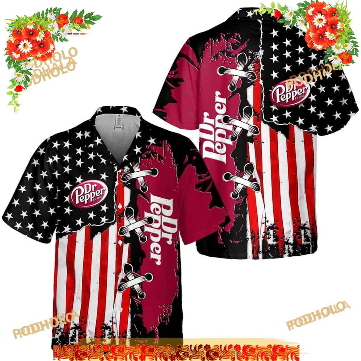 Dr Pepper Funny Hawaiian Shirt, US Flag Aloha Shirt - Walmart.com