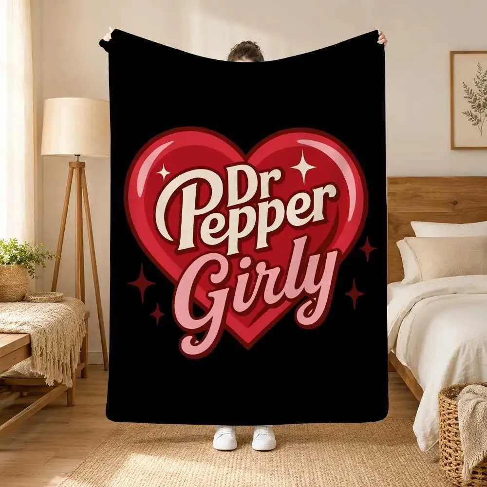 Dr Pepper Girly Flannel Blanket, Heart Graphic Soda Lover Throw Blanket ...