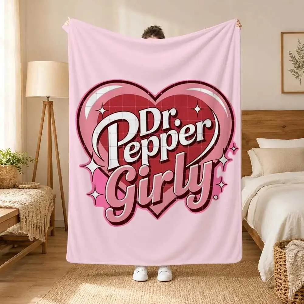 Dr Pepper Girly Flannel Blanket, Pink Heart Soda Lover Throw Blanket ...