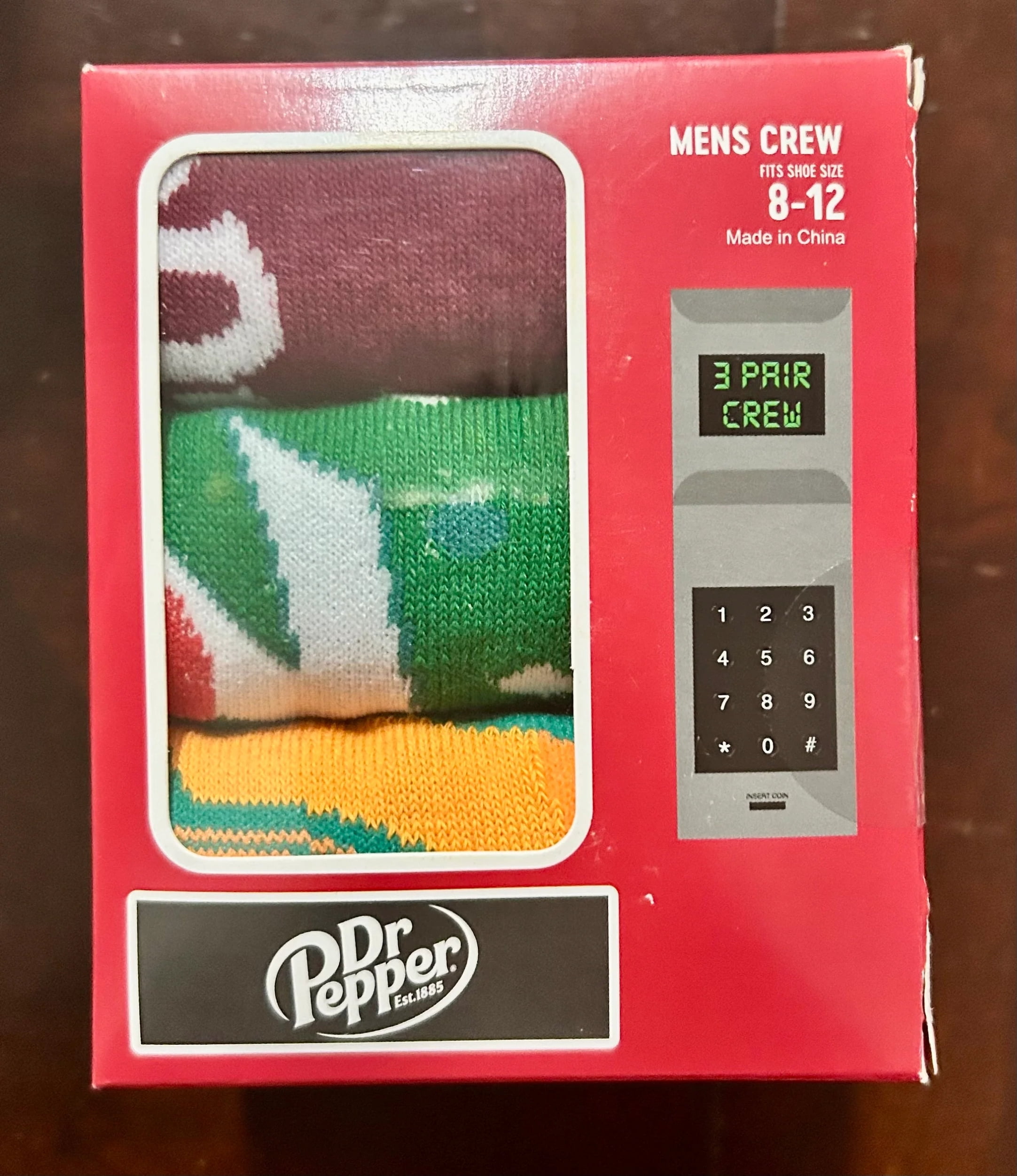 Dr. Pepper Men's 3-Pack of Crew Socks with Novelty Gift Box, Sizes 8-12 ...