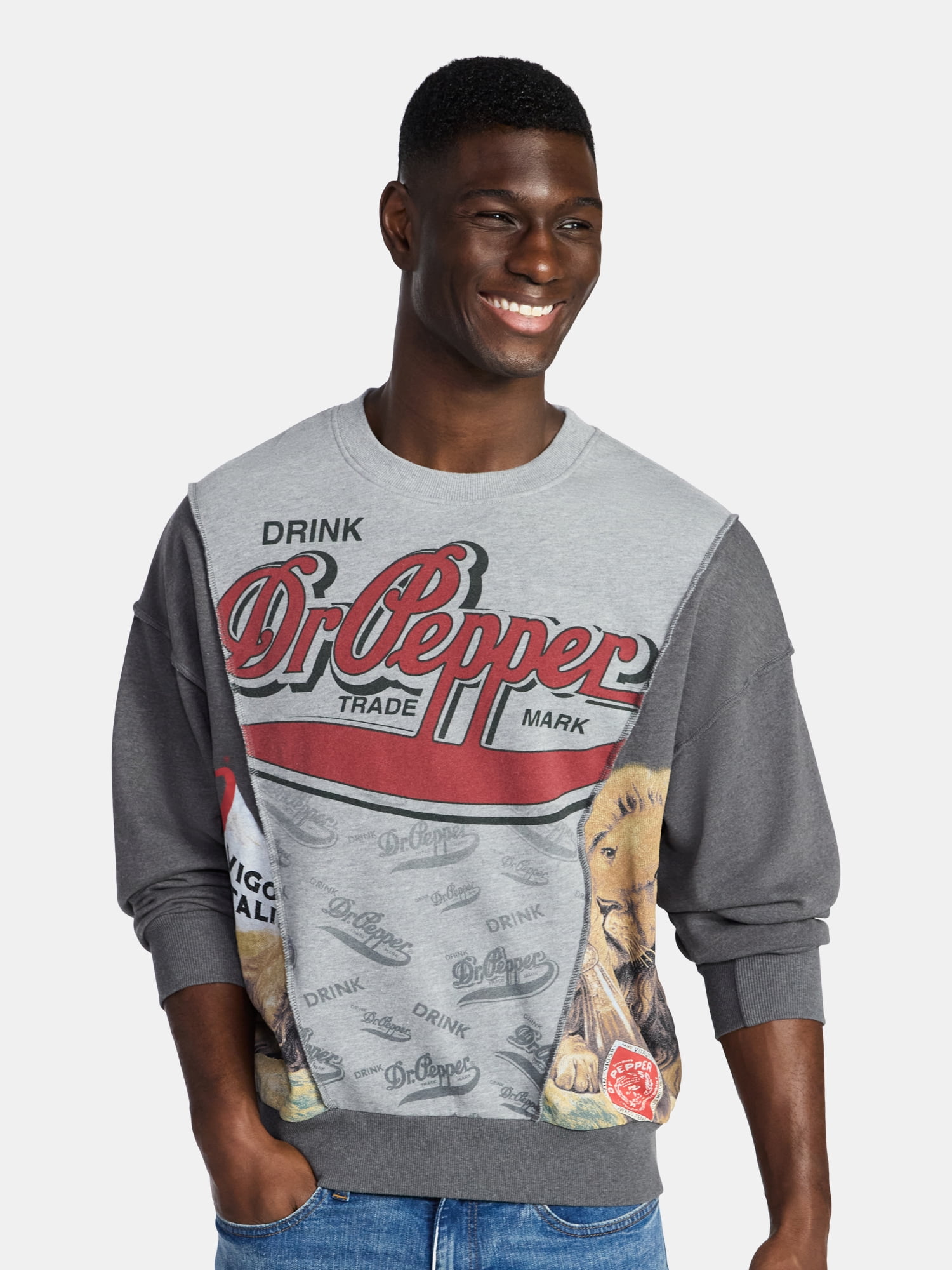 Dr. Pepper Men's & Big Men's Crewneck Sweatshirt, Sizes XS-3XL ...