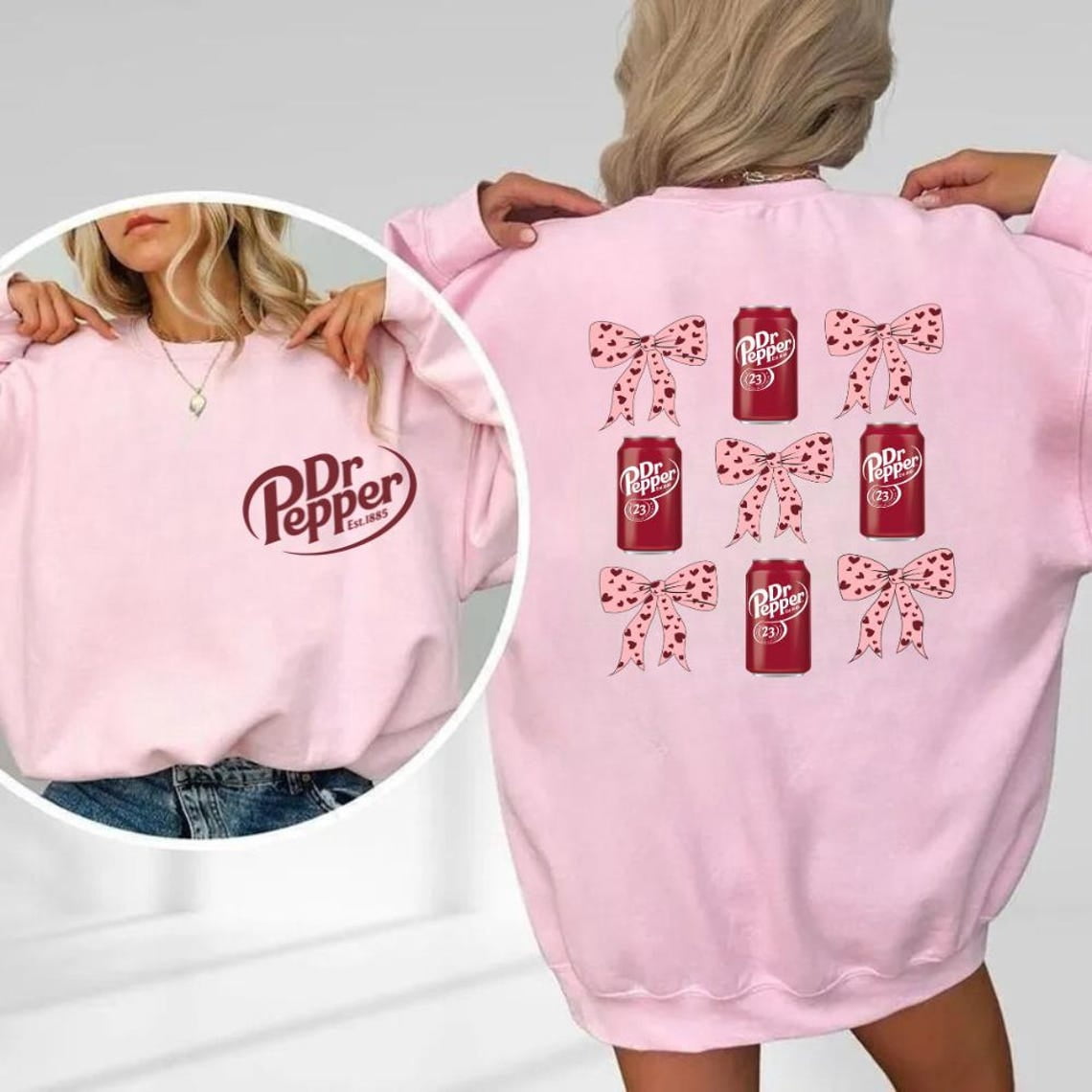 Dr Pepper Pink Coquette Bow 2 Sides Sweatshirt, Dr Pepper Lover ...