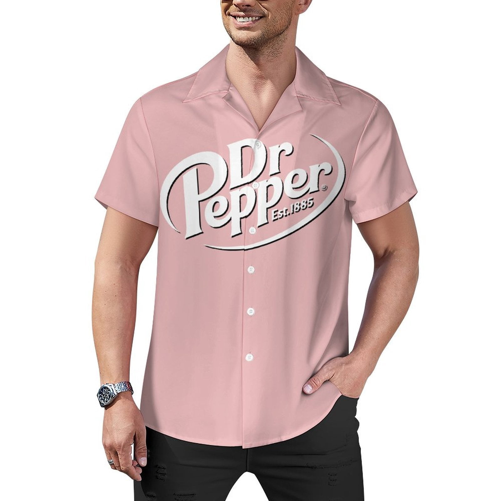 Dr Pepper Shirt Hawaiian Shirt for Men, Short Sleeve Button Down Aloha ...