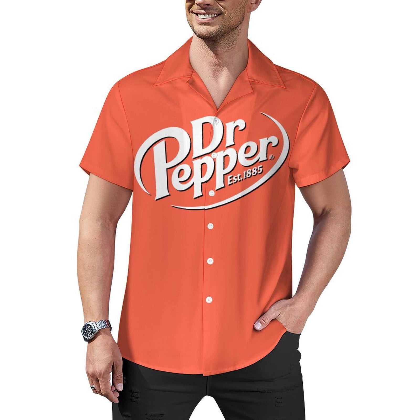 Dr Pepper Shirt Hawaiian Shirt for Men, Short Sleeve Button Down Aloha ...