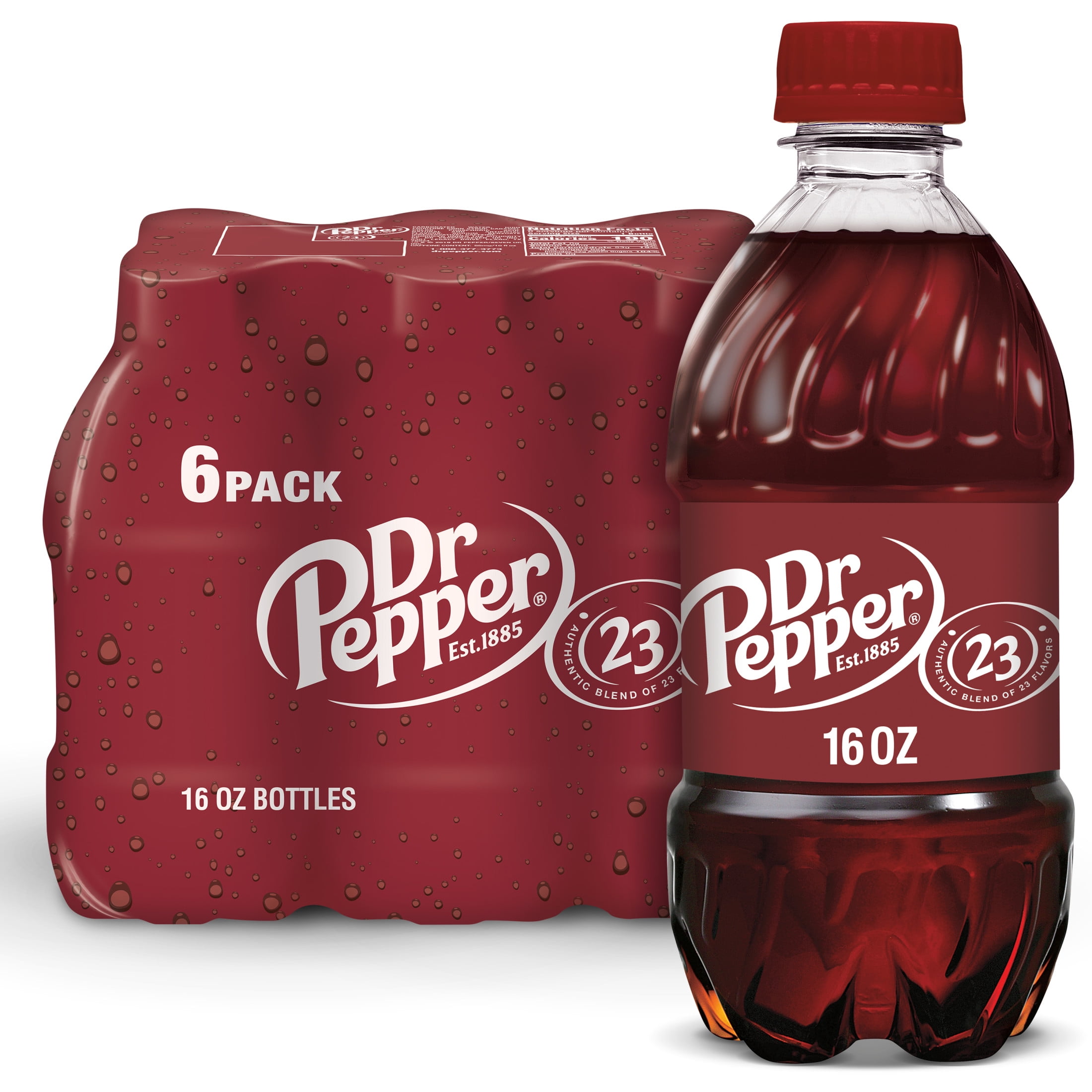 Dr Pepper Unique Flavor Soda Pop, Refreshing Beverage, 16 fl oz, 6 Pack ...
