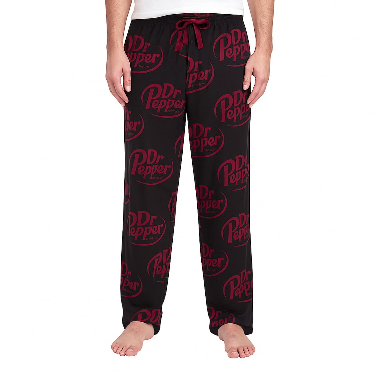 Dr Pepper Logo All-Over Print Men's Black Sleep Pajama Pants - Large ...