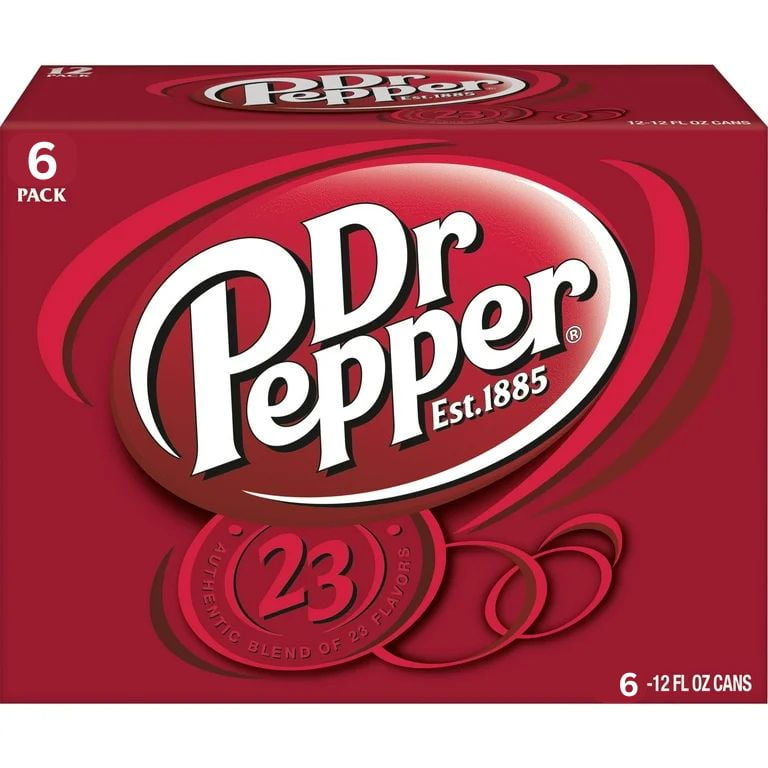 Dr'Pepper Soda Pop, 12 fl oz, 6-Pack Cans - Walmart.com