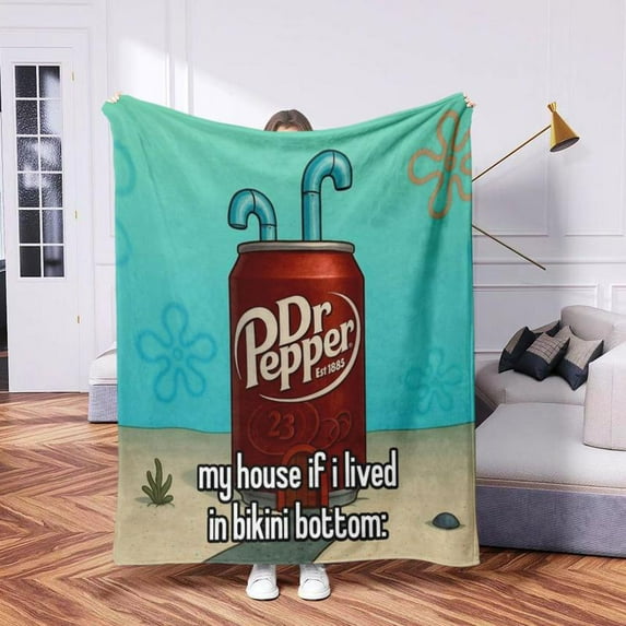 Dr. Pepper Spongebob Bikini Beach Blanket, Flannel Throw for Anime Fans ...