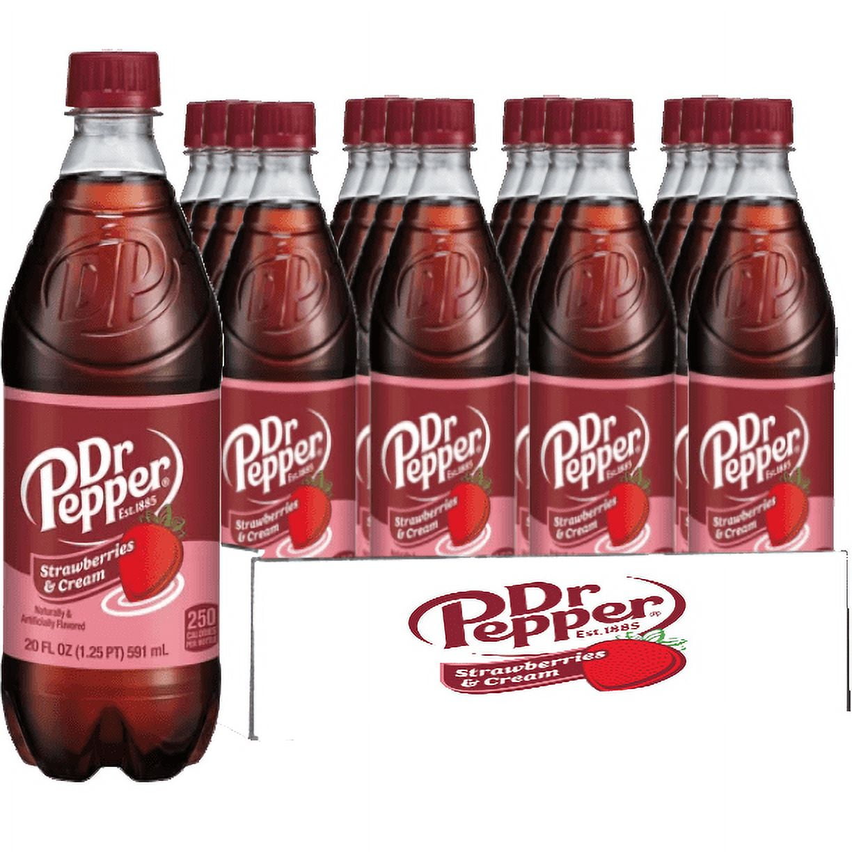 Dr. Pepper Strawberries & Cream, 20 Fl. OZ, Pack of 24 - Walmart.com