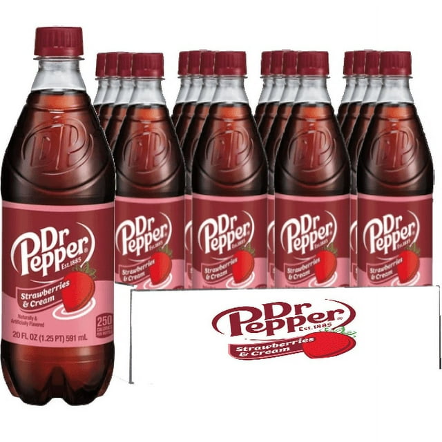 Dr. Pepper Strawberries & Cream, 20 Fl. OZ, Pack of 24 - Walmart.com