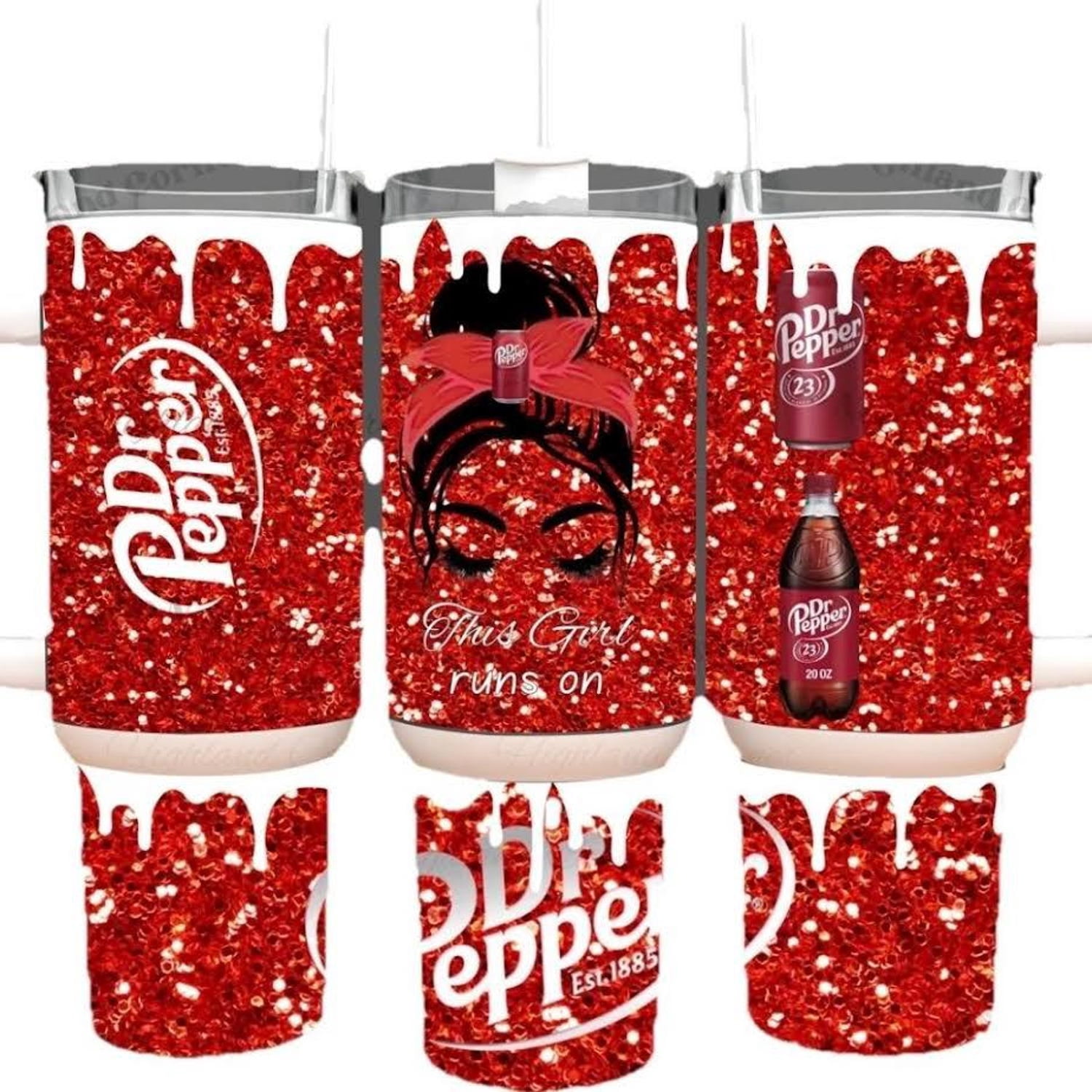 Dr Pepper Tumbler, 40oz Tumbler, Paint Drip Design, Christmas Gift ...