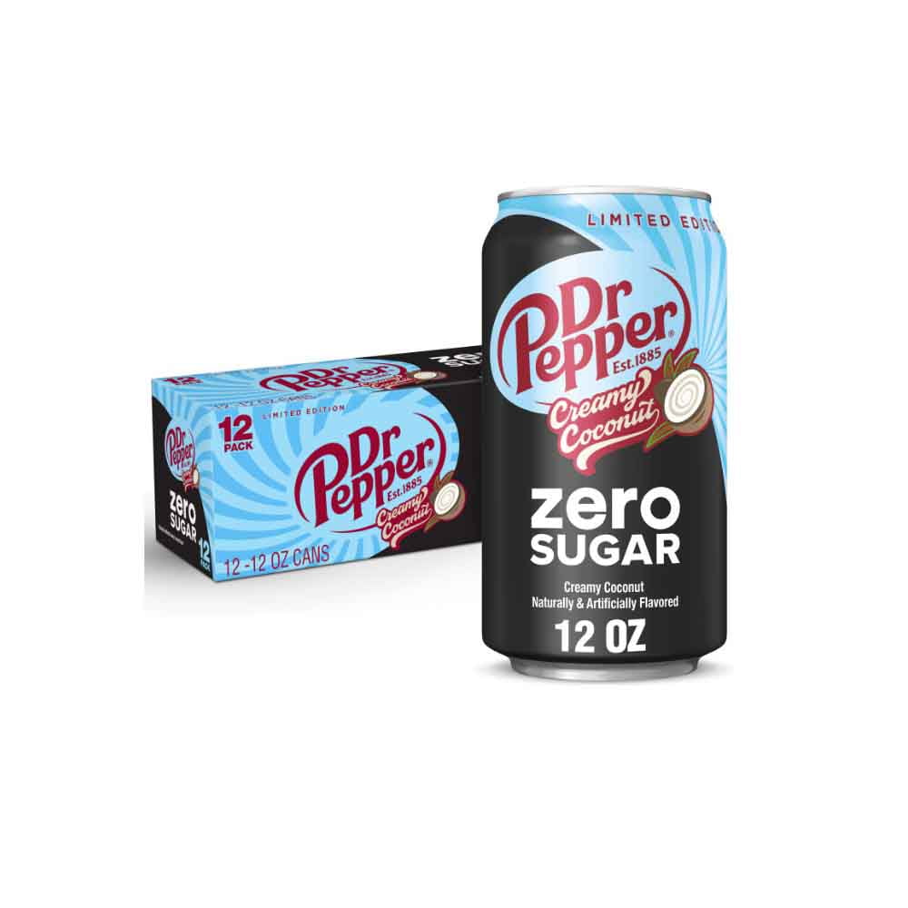 Dr Pepper Zero Sugar, Creamy Coconut Flavor, Calorie-Free Soda Pop, 12 ...