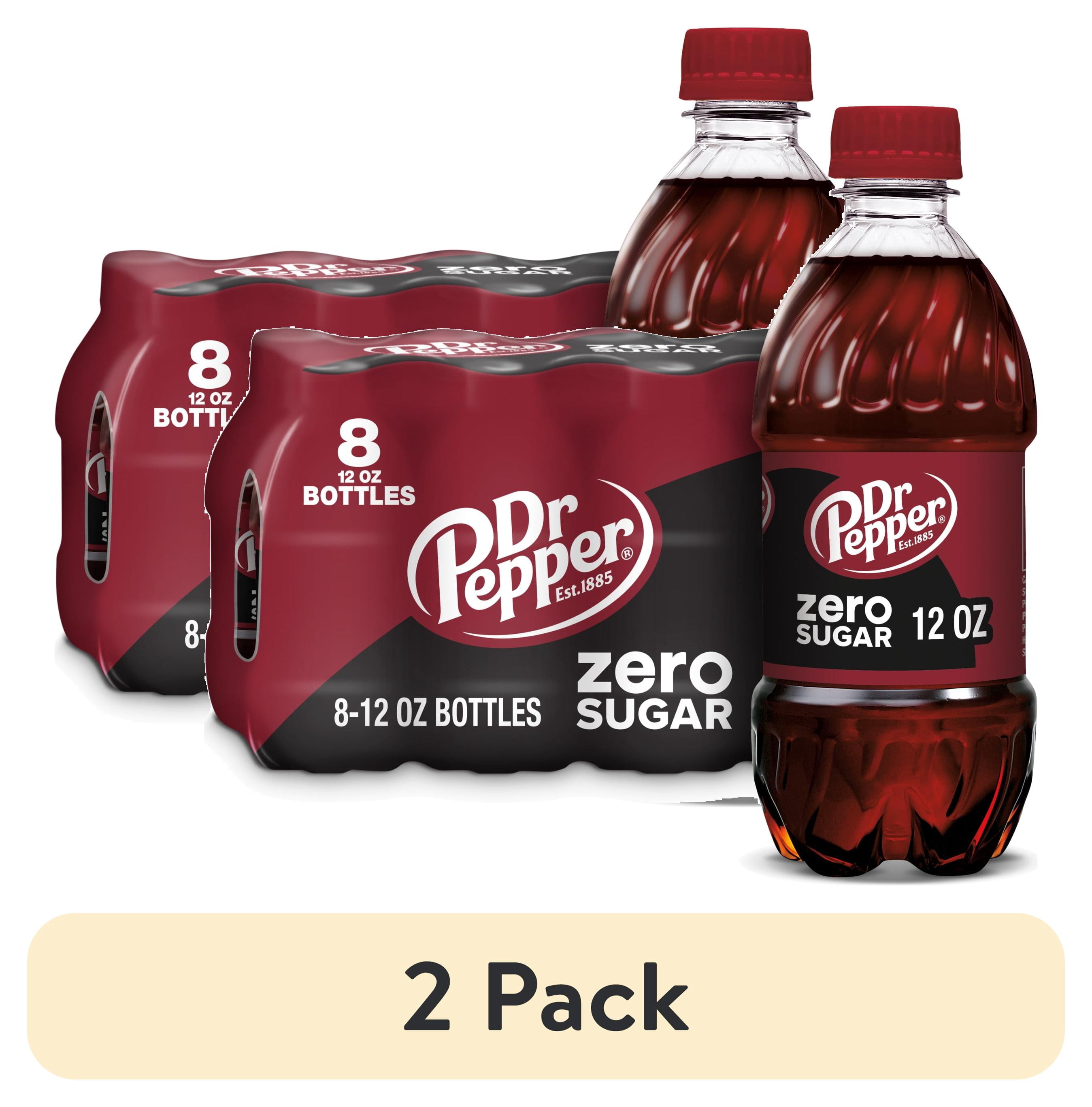 (2 pack) Dr Pepper Zero Sugar Soda Pop, 12 fl oz, 8 Pack Bottles ...