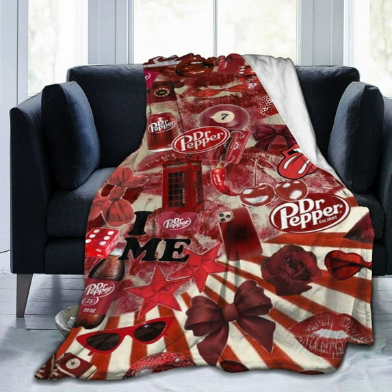 Dr Pepper blanket with Coquette bow design, multi-purpose soft office ...