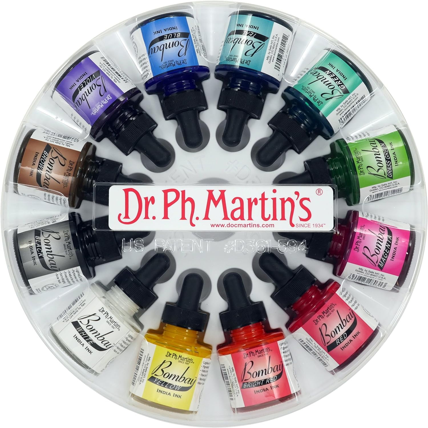 Dr. Ph. Martin's Bombay India Ink (Set 1) Ink Set, 1.0 oz, Set 1 Colors ...