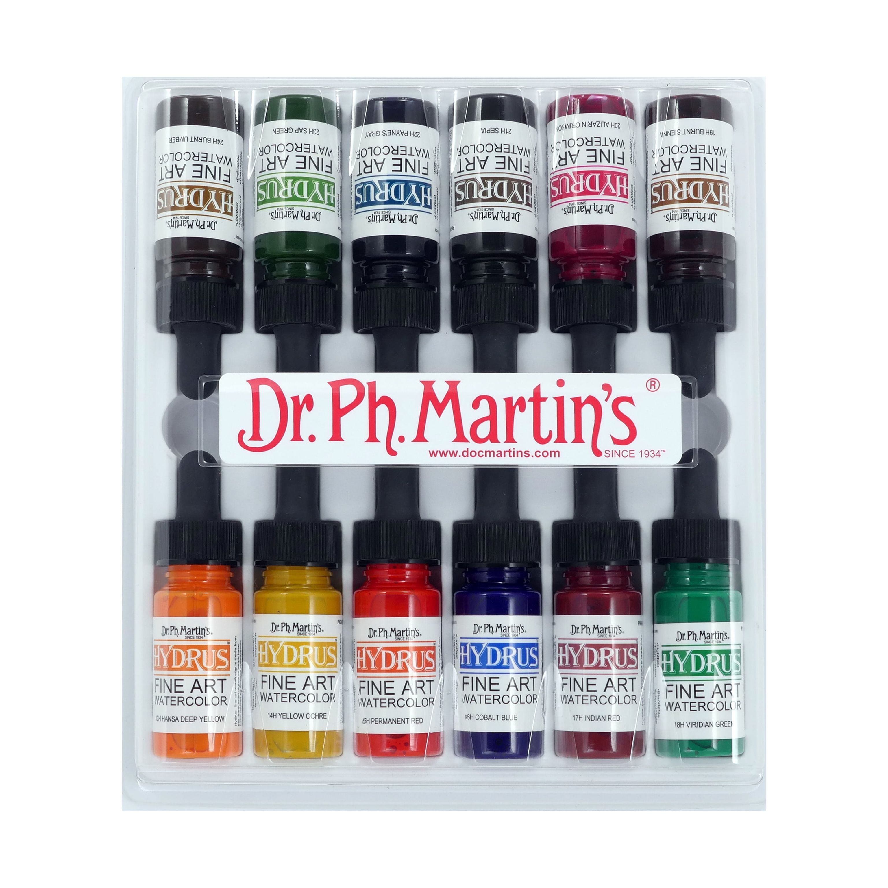 Dr. Ph. Martin's Hydrus Fine Art Watercolor Set, 0.5 oz, Set of 12 ...