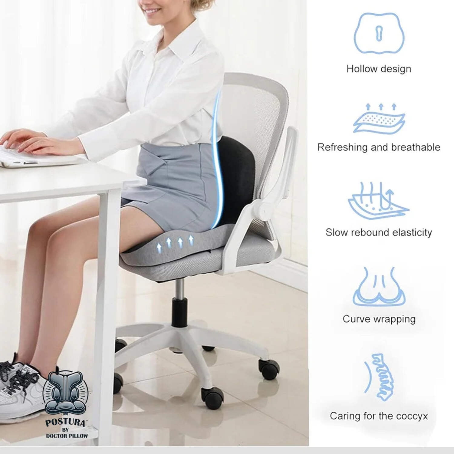 Dr. Pillow Balance Thera Cushion – Ergonomic Seat Pillow for Posture Correction and Pain Relief ...