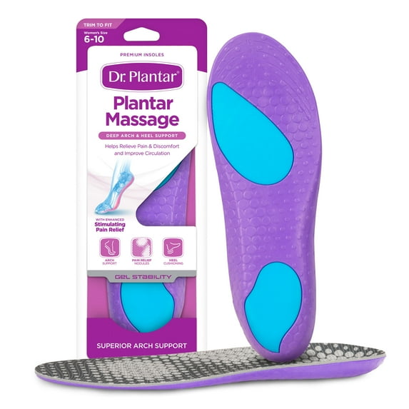 Dr. Plantar Massaging Gel Insoles for Women, Memory Foam, Arch Support ...