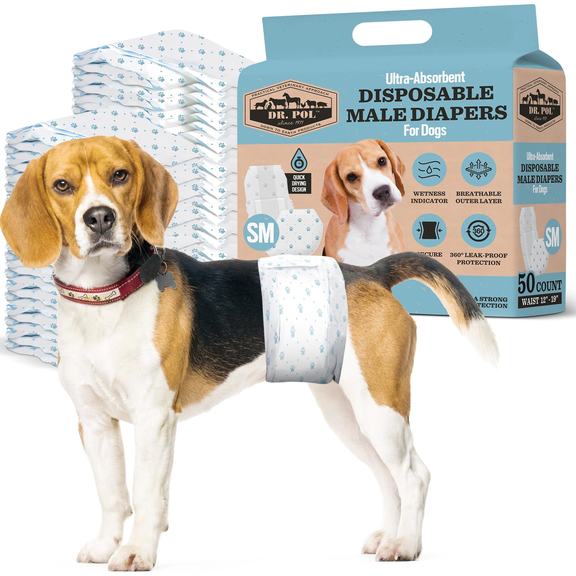 Dr Pol Dog Diapers for Male Dogs | Disposable Pet Diapers with Wetness ...
