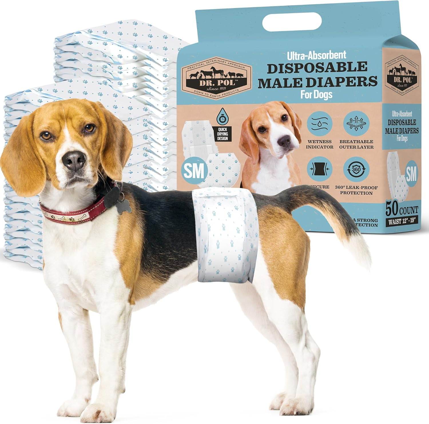 Dr Pol Dog Diapers for Male Dogs | Disposable Pet with Wetness ...