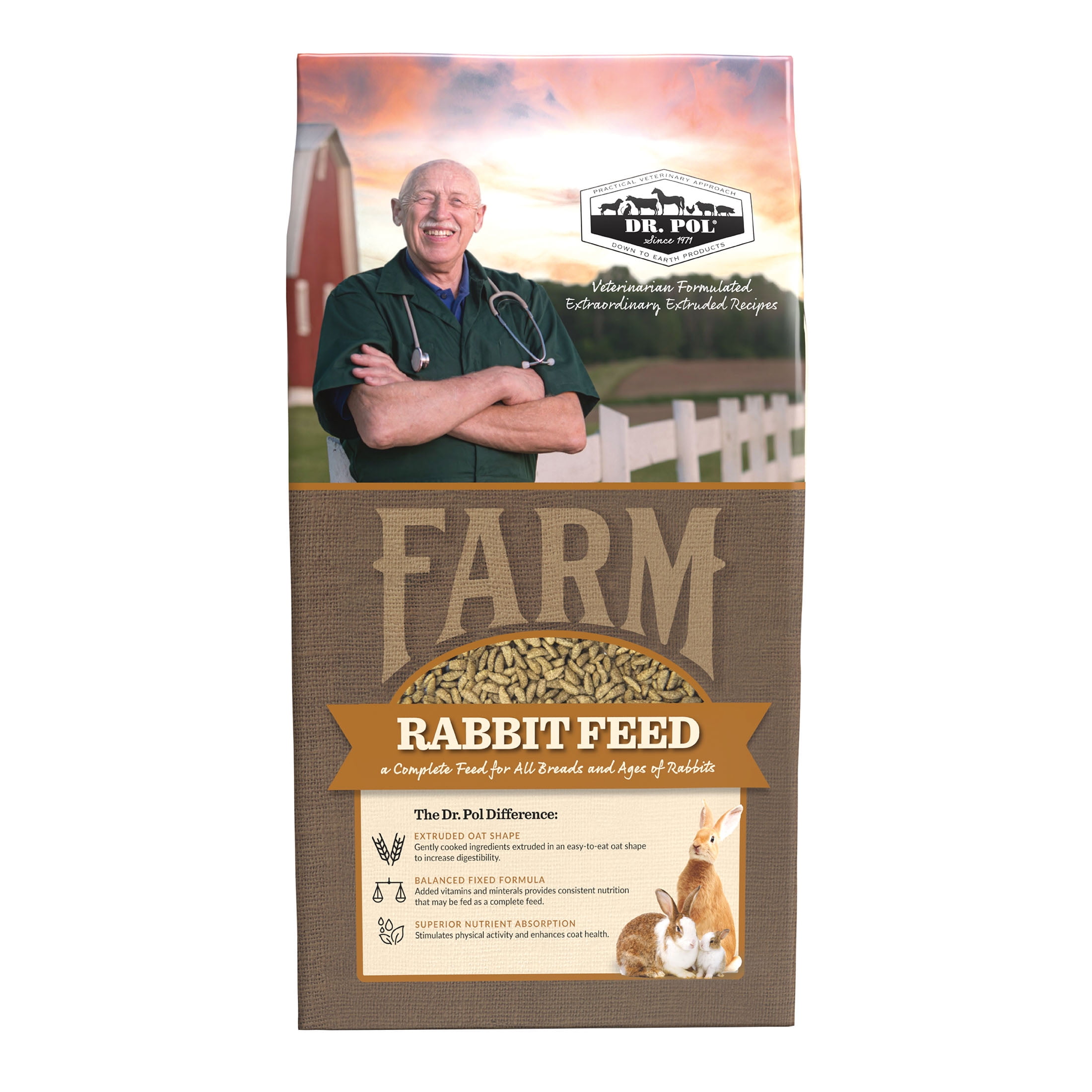 Dr. Pol Healthy Alfalfa 18% Extruded Rabbit Feed, 30 lb. Bag for ...