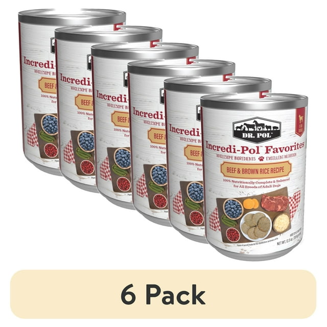 (6 pack) Dr. Pol Incredi-Pol Favorites Beef & Rice Canned Dog Food, 12 ...