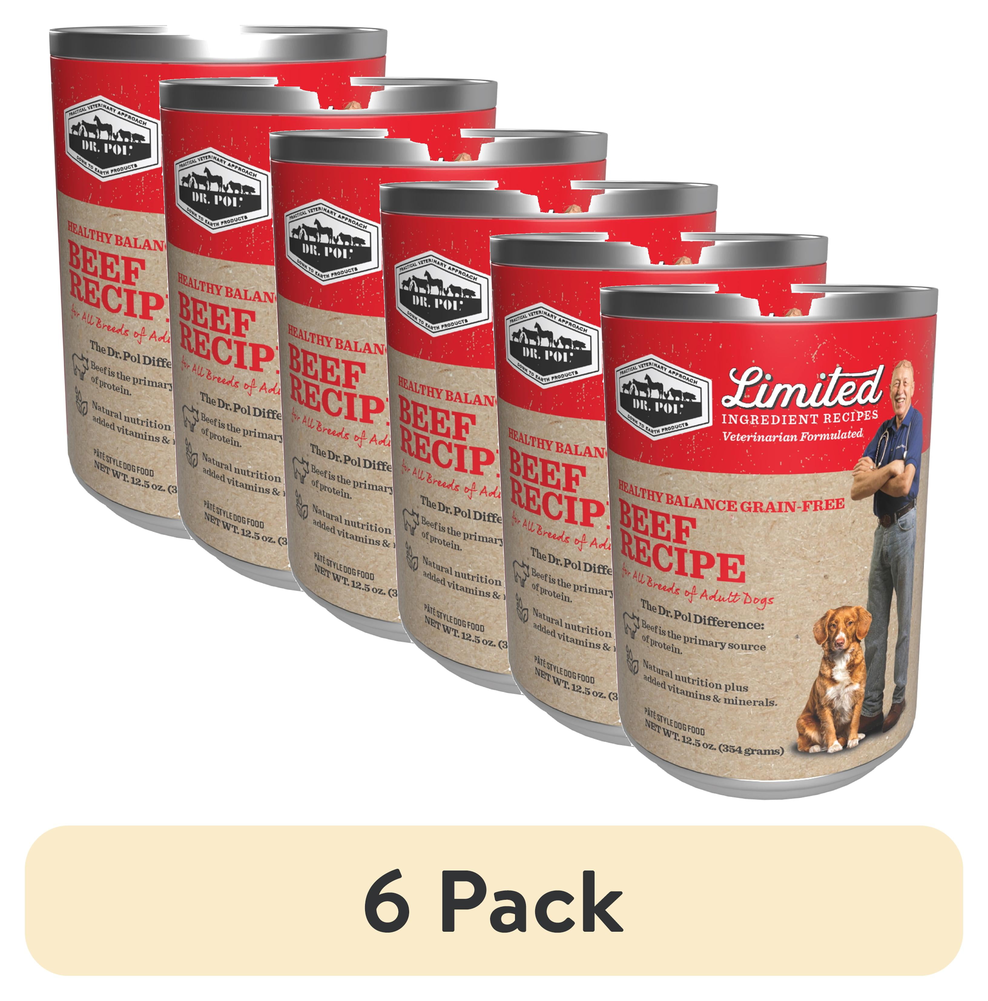 (6 pack) Dr. Pol Limited Ingredient Beef Canned Dog Food, 12.5oz ...