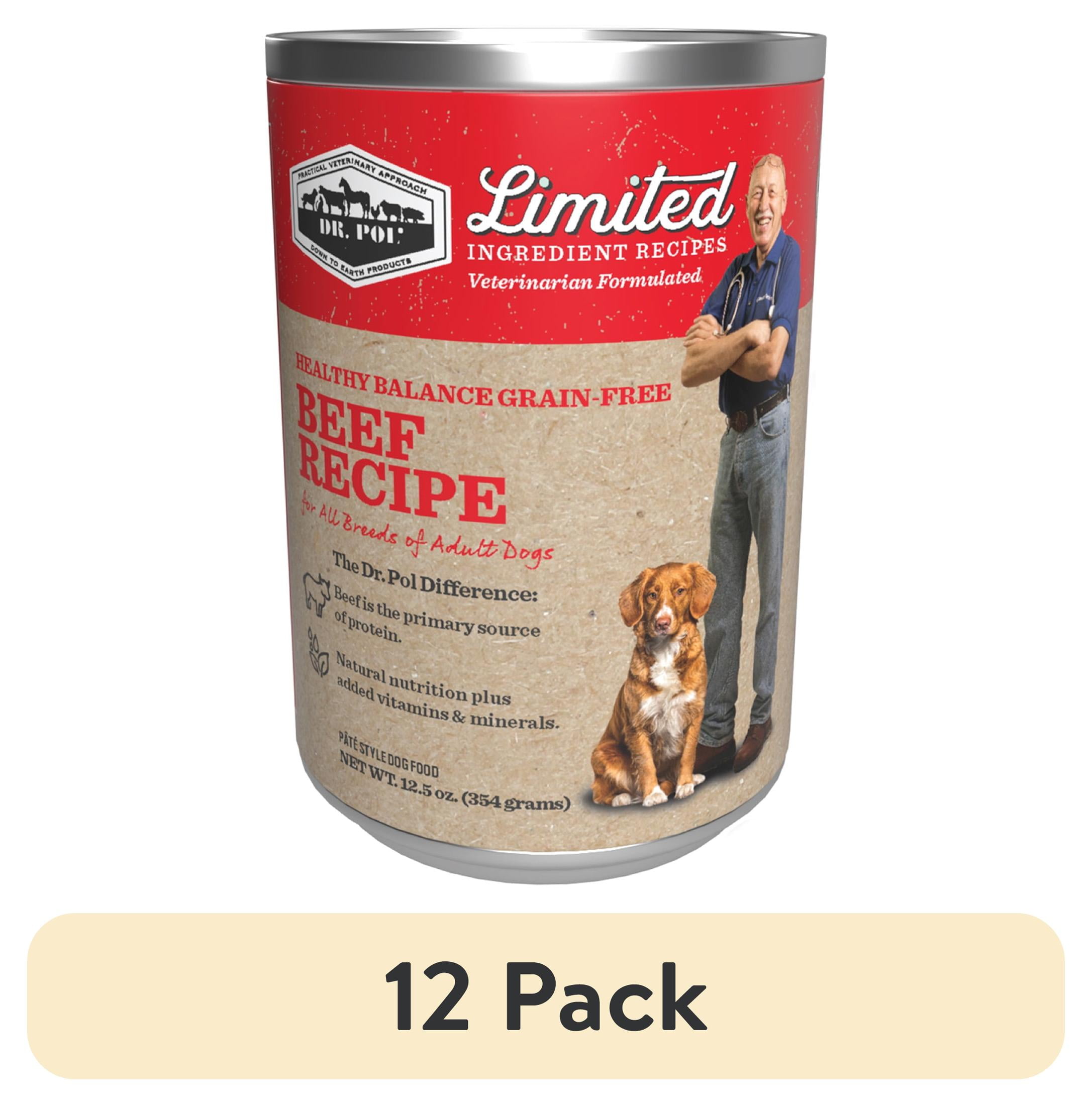 (12 pack) Dr. Pol Limited Ingredient Beef Canned Dog Food, 12.5oz ...