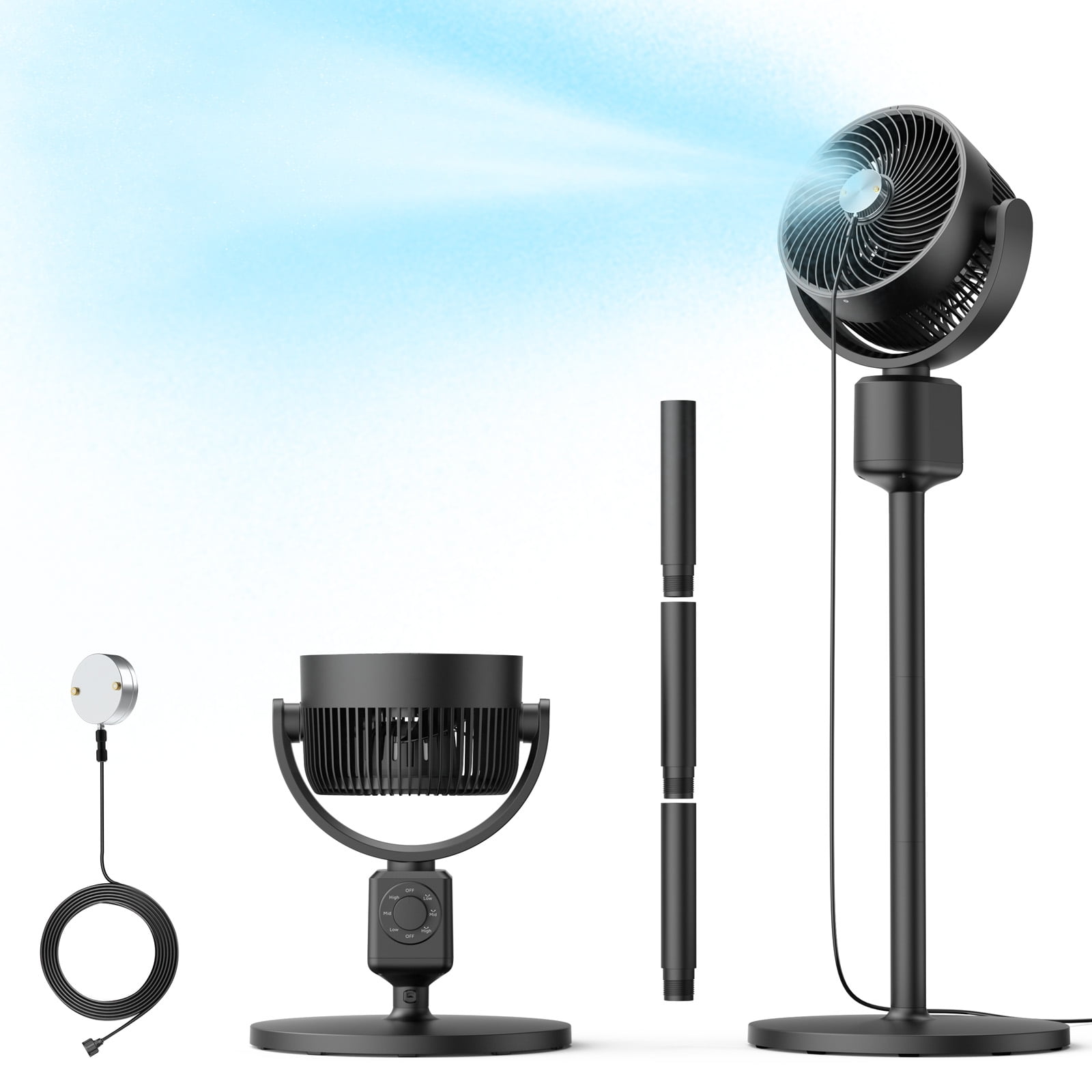 Dr. Prepare Standing Fan for Home, 16-34" Adjustable Height Oscillating ...