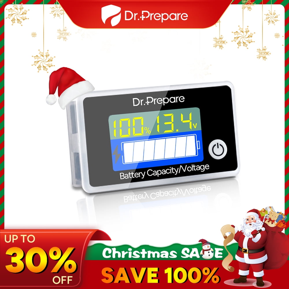 Dr.Prepare Battery Capacity & Voltage Meter with LED Screen, Voltage ...