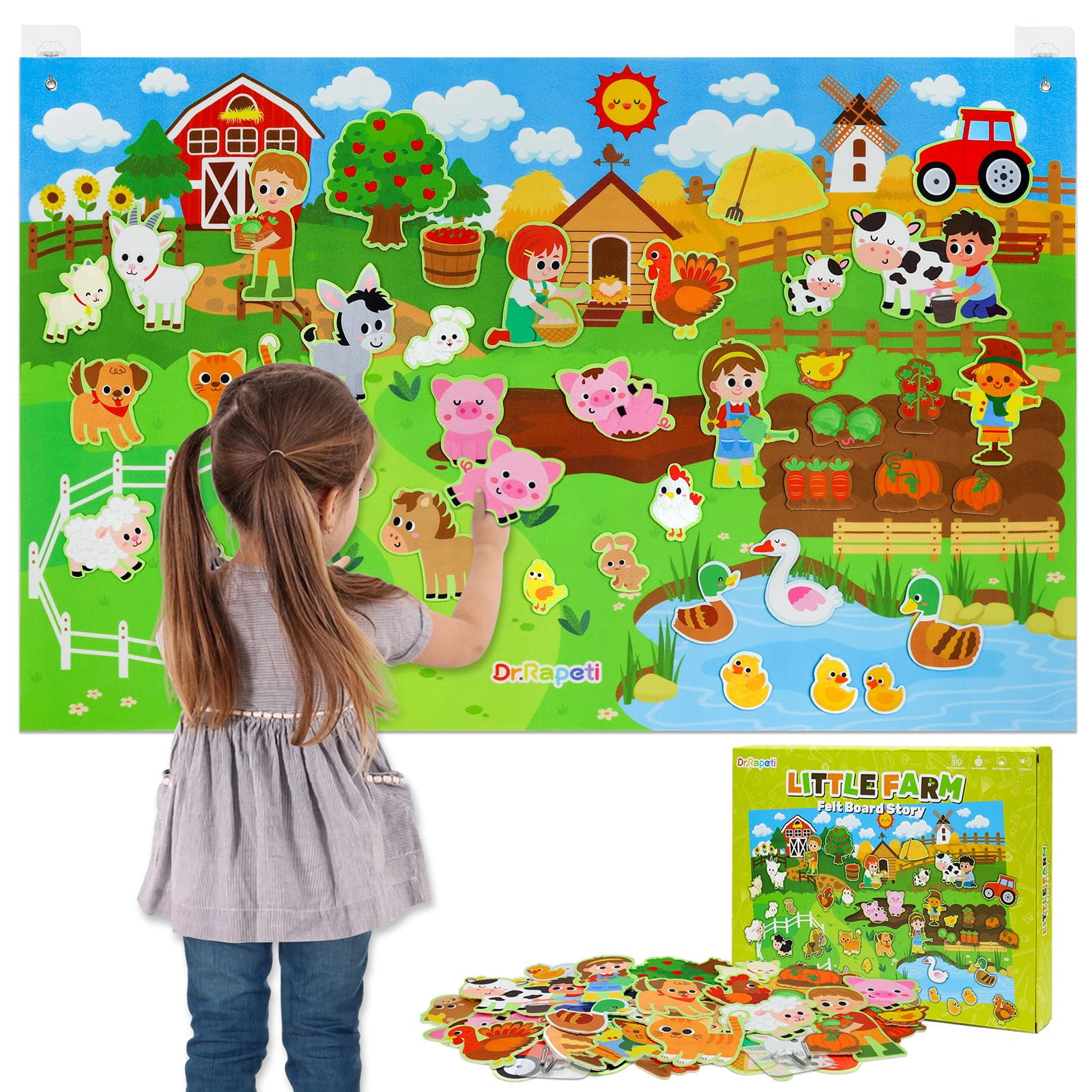 Dr.Rapeti Farm Animals Felt MMF7 Story Board Set 41PCS Farmhouse ...