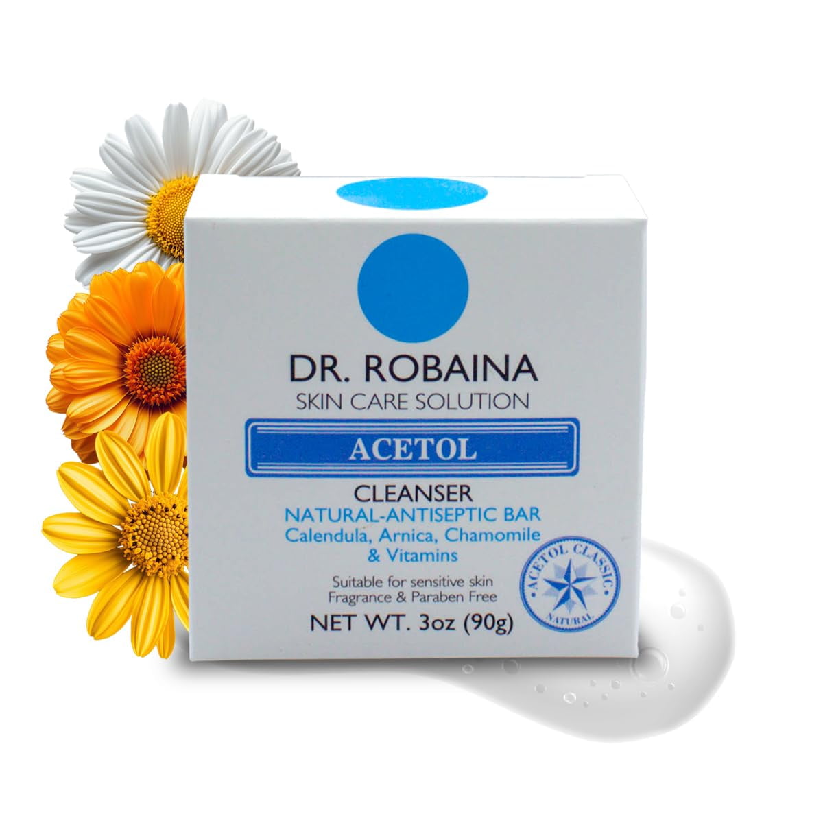 Dr. Robaina ACETOL Cleanser AKF18 Bar Gentle Soap for Sensitive Skin ...