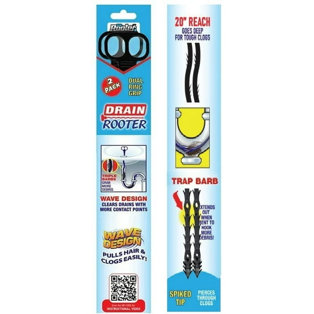 Dr. Rooter 20" Drain Snake with 46 Trap Spikes, Non-Toxic & Reusable, 2 ...