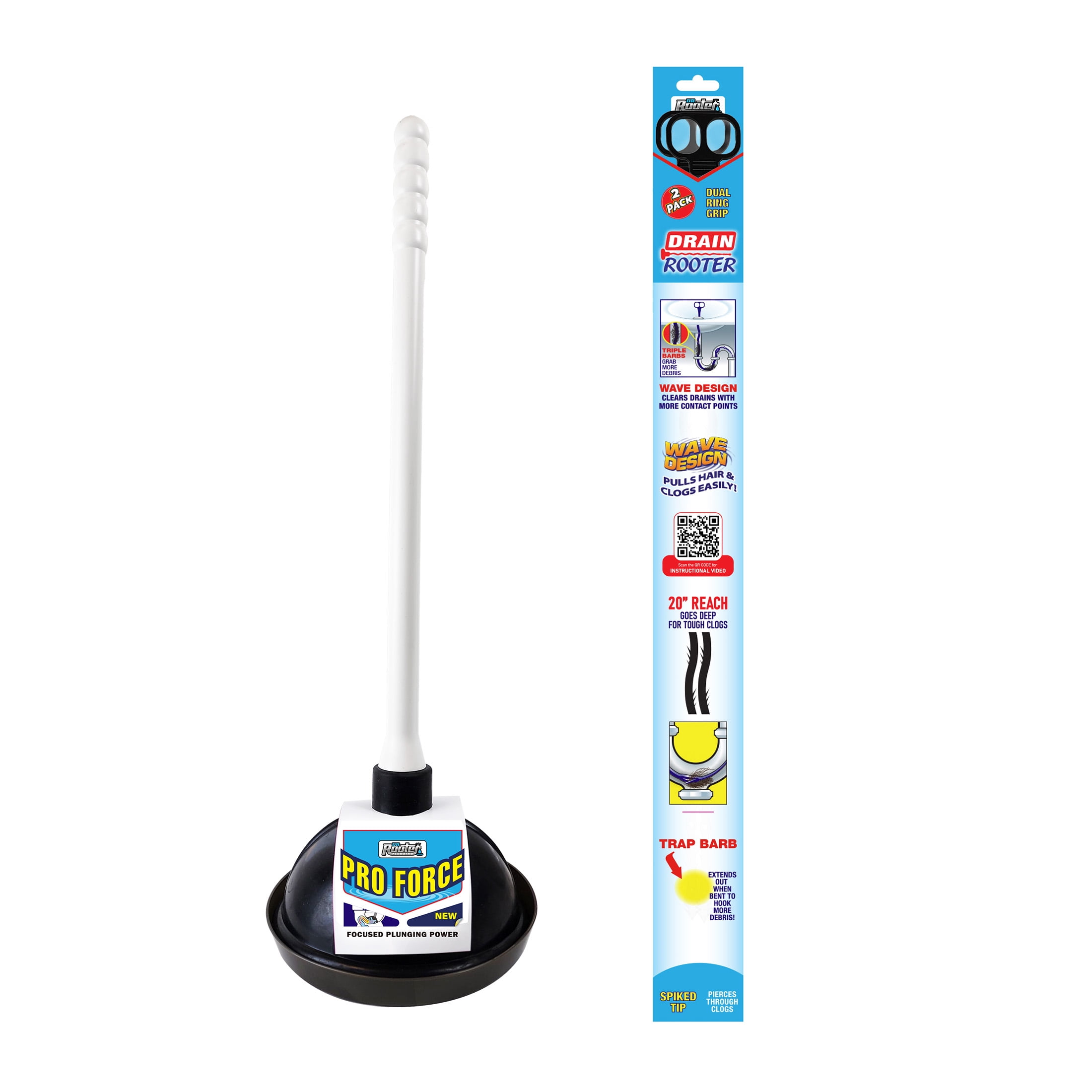 Dr. Rooter 4-Pack Drain Snake Kit with Pro-Force Plunger – Ultimate ...