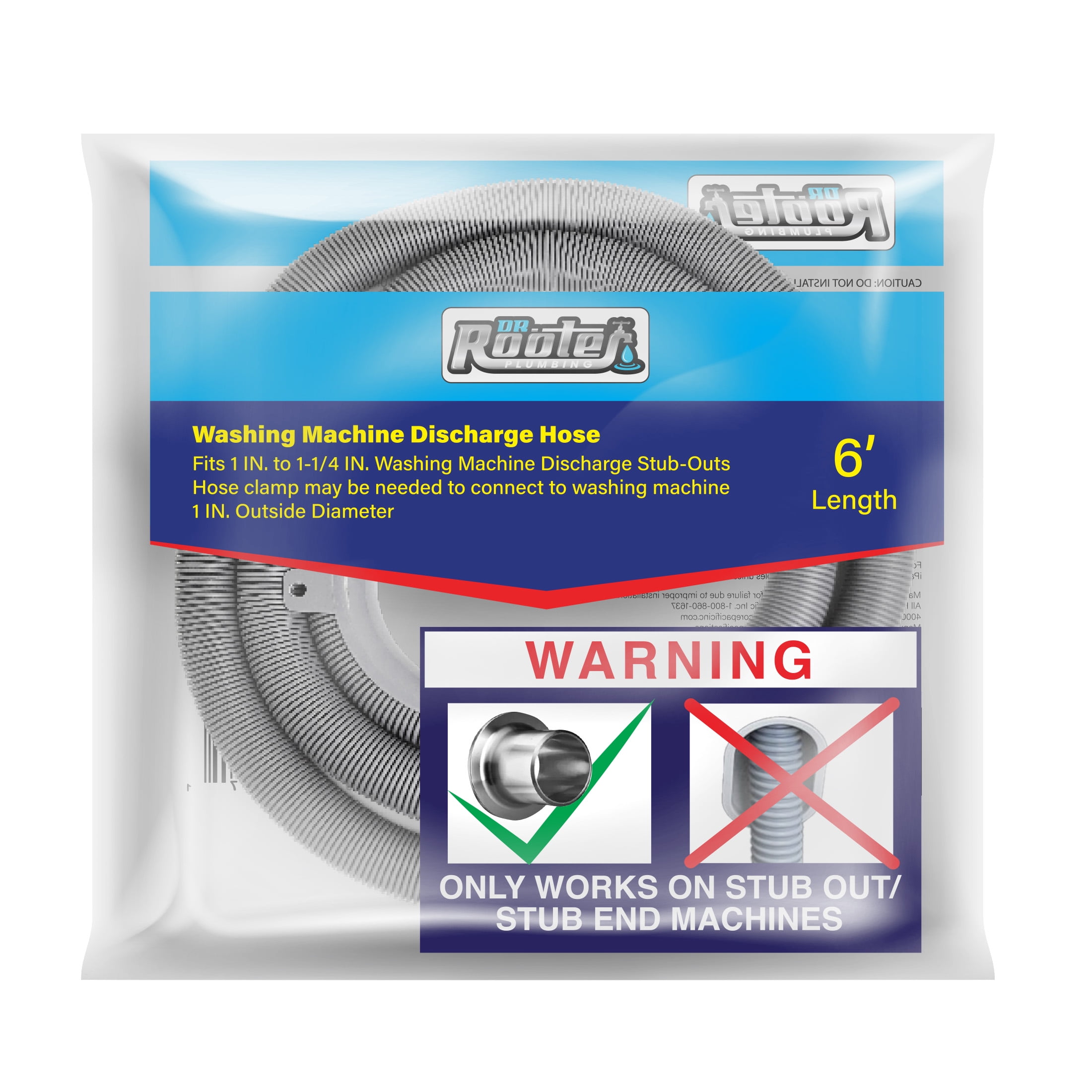 Dr. Rooter 6 ft, New Corrugated Plastic Discharge Hose for Washing ...