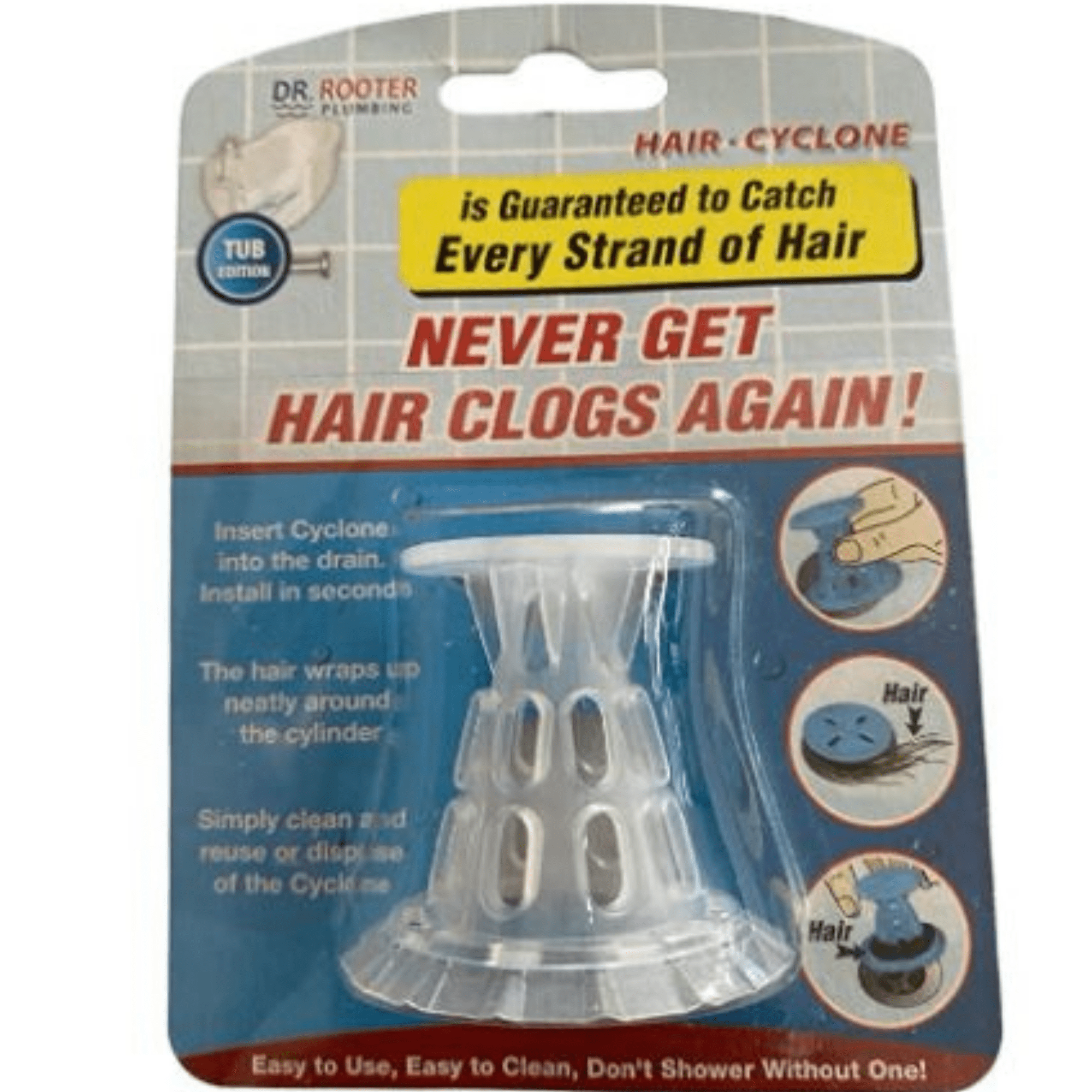 Dr. Rooter Hair Cyclone Drain Hair Catch & Clog Stopper for Shower and ...