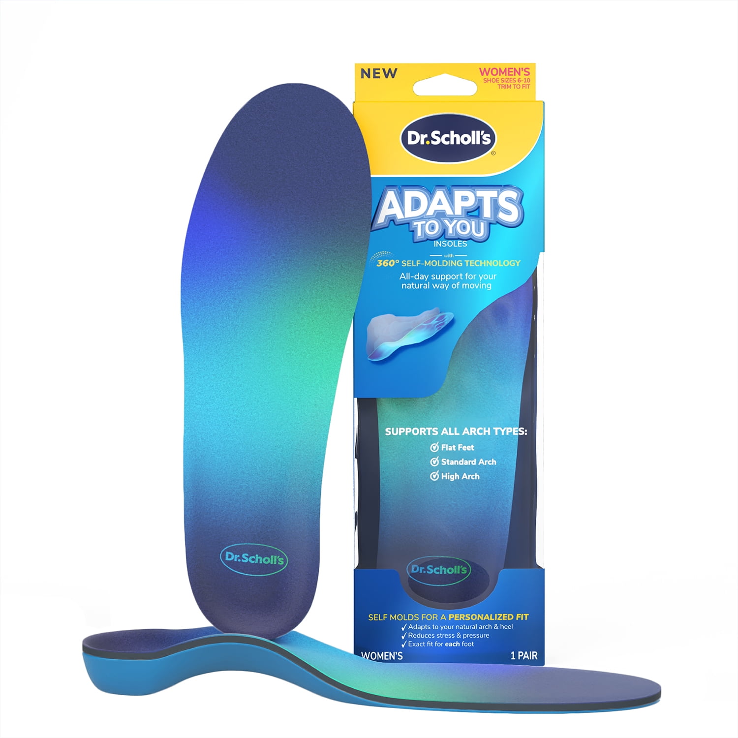 Dr. Scholl's Self-Molding Insoles for Women with Flexible Arch Support ...